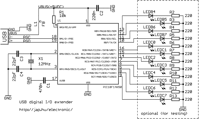 USB digital GPIO I/O extender